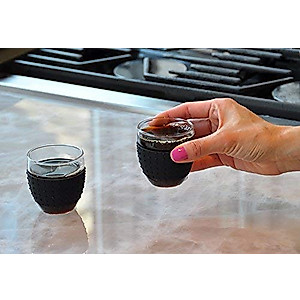 Bodum 3-Ounce Pavina Glasses with Silicone Grip, Black, Set of 2
