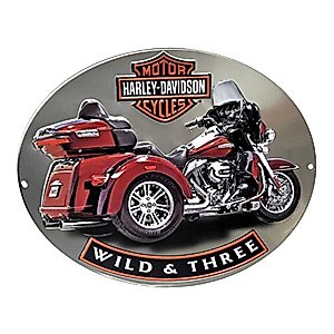 Harley-Davidson Wild & Three Motorcycle Embossed Tin Sign, 15.75 x 13 in 2011341