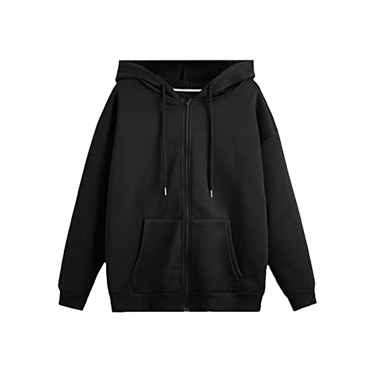 WDIRARA Women's Skeleton Print Drawstring Thermal Lined Hoodie Drop Shoulder Pocket Sweatshirt Black Letter and Butterfly Print XL