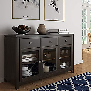 SIMPLIHOME Cosmopolitan SOLID WOOD 54 inch Wide Contemporary Sideboard Buffet in Mahogany, for the Dining Room and Kitchen