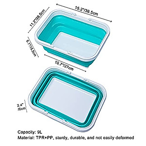 AUTODECO Collapsible Sink with Handle Towel, 2.37 Gal / 9L Foldable Wash Basin for Washing Dishes, Camping, Hiking and Home Blue