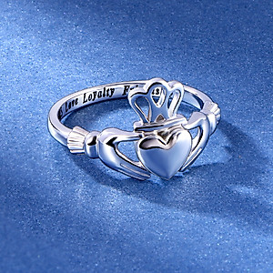 S925 Sterling Silver Love Loyalty Friendship Irish Ladies' Claddagh Ring Size 7