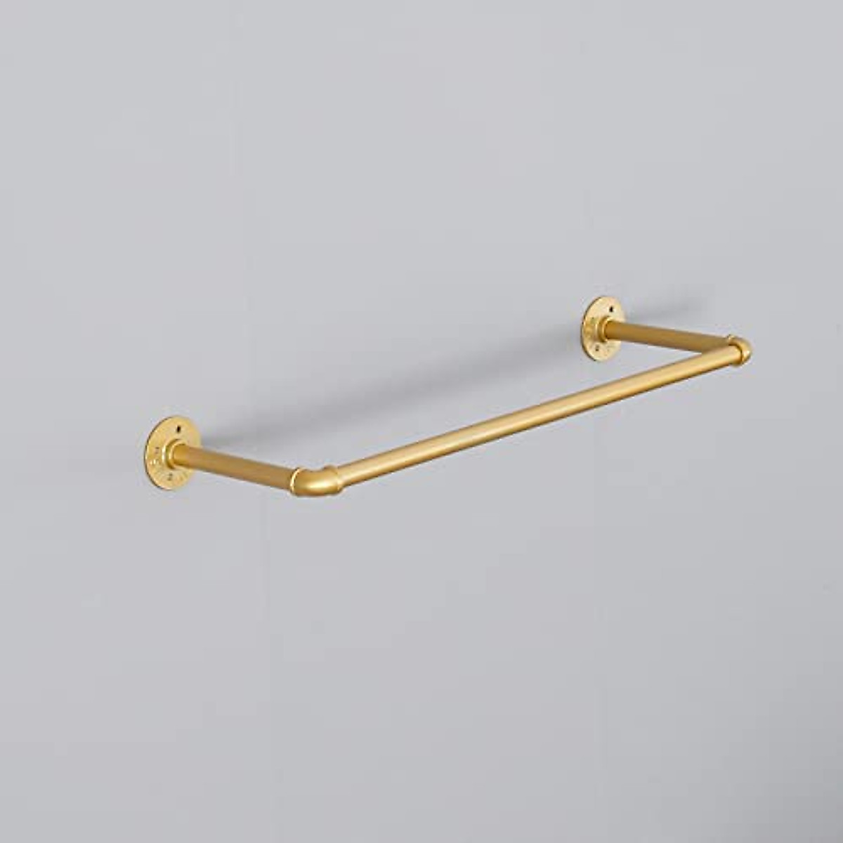 WJJAYY Industrial Pipe Clothing Rack Wall Mounted,Vintage Retail Garment Rack Display Rack Cloths Rack,Metal Commercial Clothes Racks for Hanging Clothes,Iron Clothing Rod Laundry Room (31in, Gold)