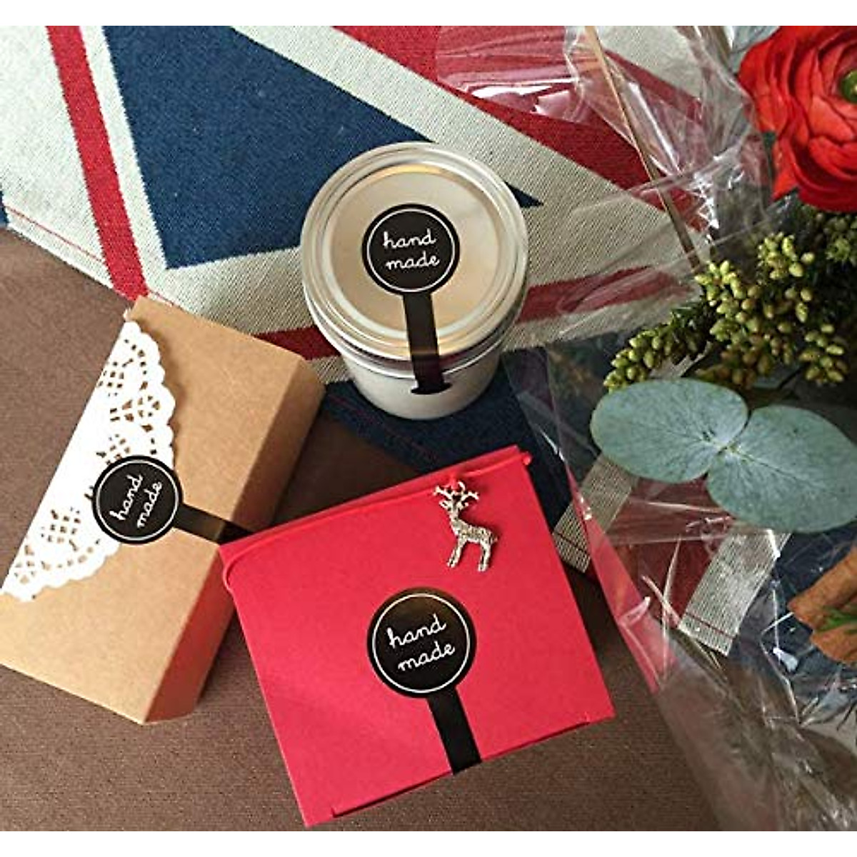 20 Sheets(200Pcs) Food Retail Package Seal Self Adhesive Paper Sticker Labels Sealing Stickers Tamper Evident Labels Decorative Labels for Handmade Baking Craft Arts and More