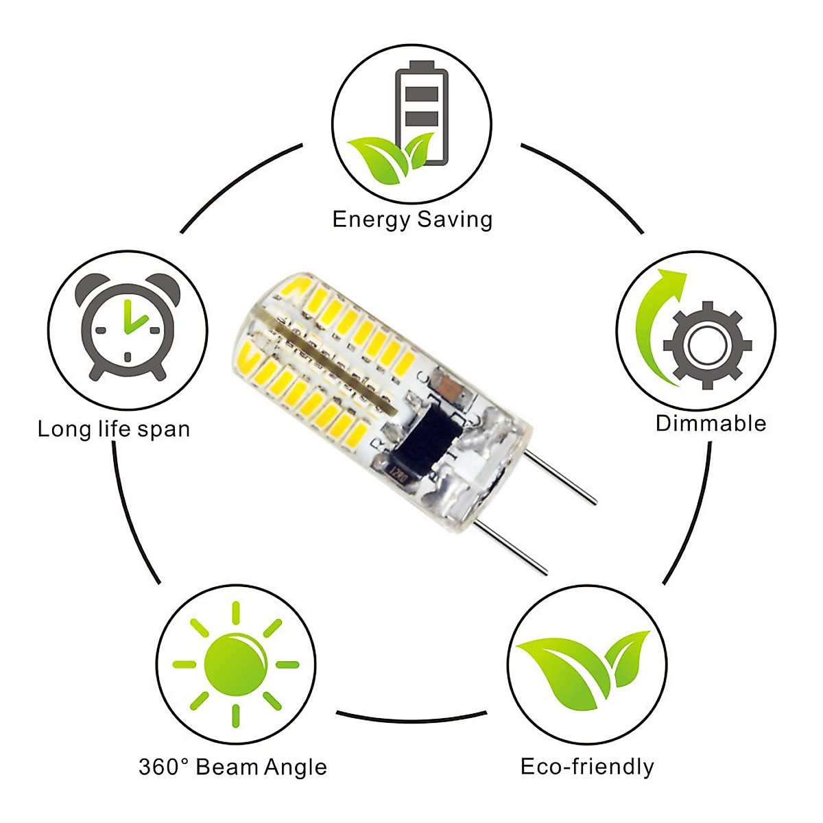 ZEEFO G8 LED Bulbs, Dimmable 110V-130V 3W Warm White 3000K, 64 X 3014 SMD Energy Saving Light Bulbs (20W-25W Halogen G8 Led Bulb Equivalent) for Light Fitting, Under Counter Kitchen Lighting (6 Pack)