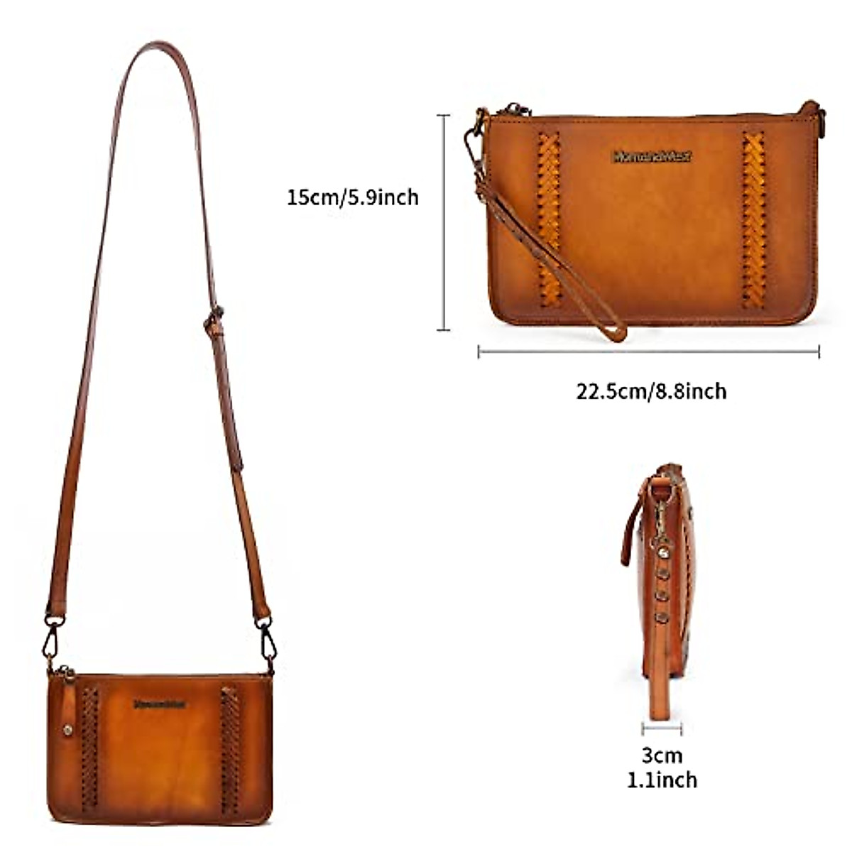 Montana West Crossbody Bags for Women Genuine Leather Cell Phone Purse Wallet Shoulder Bag Travel Purse MWG01-9063BR