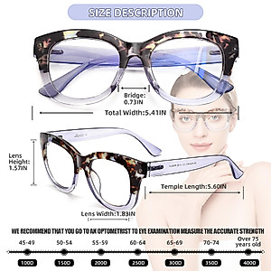 LADEESSE Readers for Women Oprah Style 3 Pack Square Reading Glasses with Spring Hinge Blue Light Blocking Ladies (Black+Grey+Blue, 2.00)