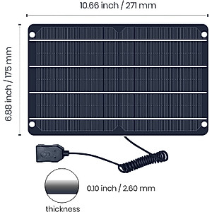 6W Solar Panel, 5V/1A Mini USB Solar Panel,IP67 Waterproof Monocrystalline Module DIY Solar Panel Kit with PET Material for Smart Phone, Small Fans Monitor Outdoor Security Camera