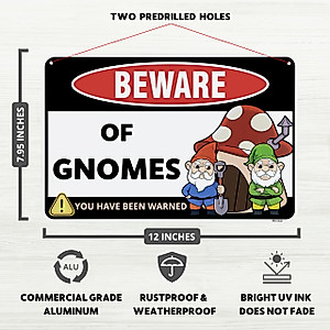 Venicor Gnome Sign Decor - 8 x 12 Inches - Aluminum - Funny Gnome Gifts for Women - Gnome Decorations for Home Stuff