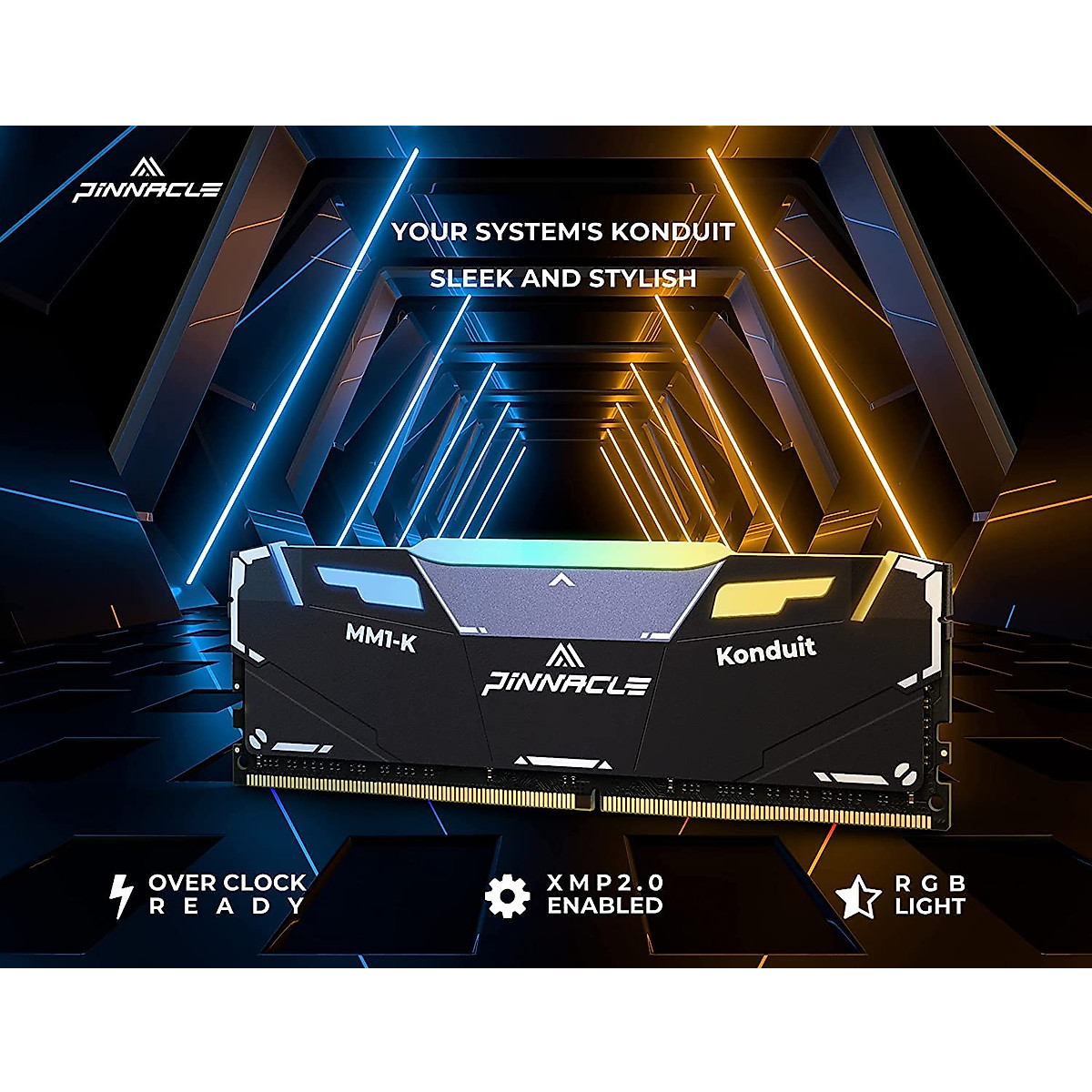 Timetec Pinnacle Konduit RGB DDR4 3600MHz PC4-28800 CL18-22-22-42 XMP2.0 Overclocking 1.35V Compatible for AMD and Intel Desktop Gaming PC Memory Module RAM (RGB Black, 64GB KIT(4x16GB))