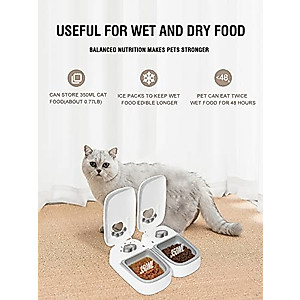 Automatic Cat Feeders 2 Cat, Wet Dry Cat Food Dispenser with 48H Delay, Smart Dog Cat Feeder Automatic with 2 Bowls, Timed Pet Feeder with Locking Design, Programmable Portion Control 2 Meals Per Day