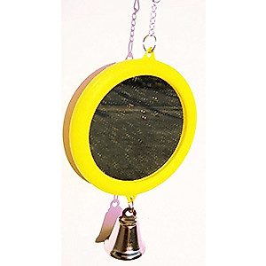 Hypeety Pet Bird Mirror with Bell Interactive Parrot Toy Bird Cage Mirror for Cockatiel Parakeets Canaries Budgie (Green)