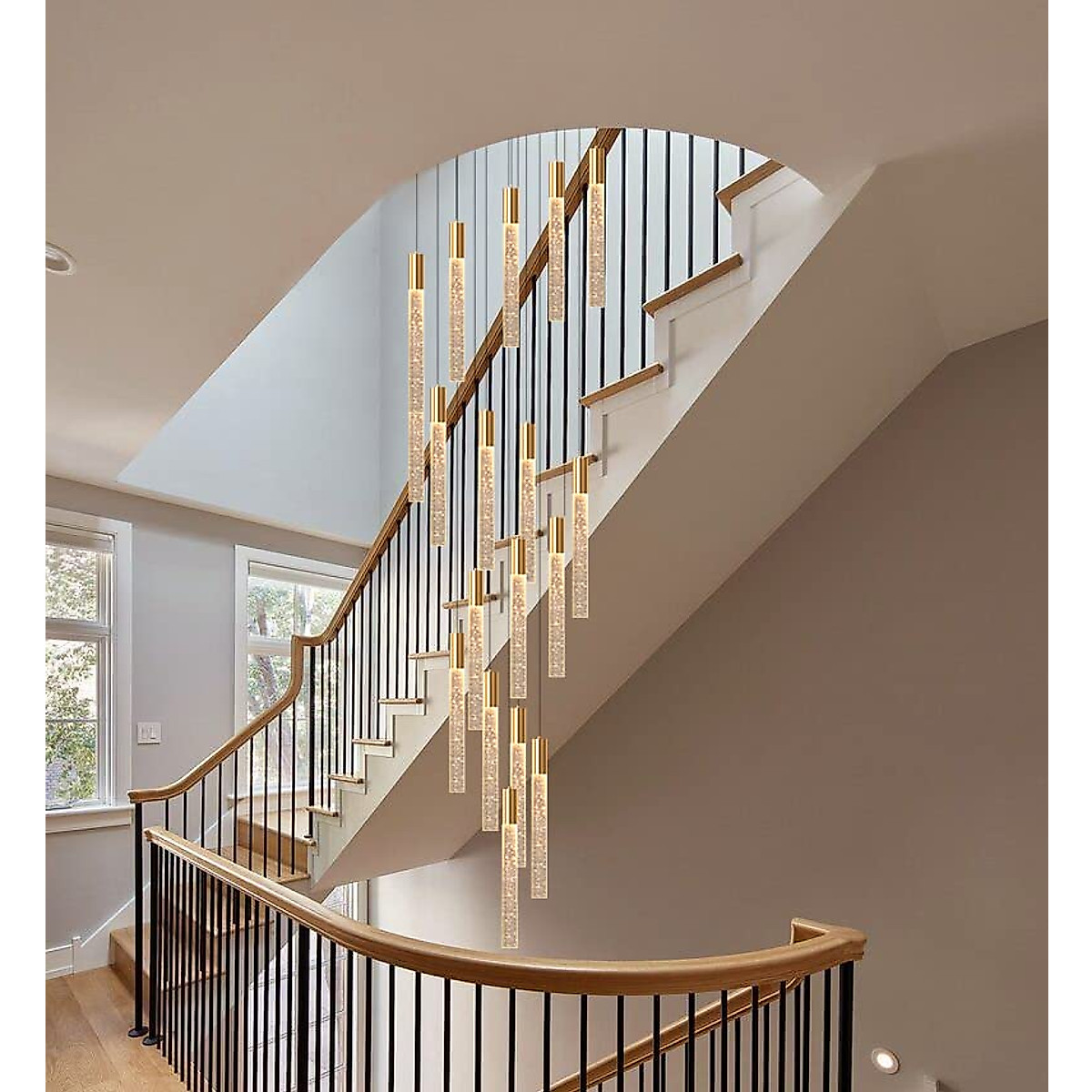 H118 18-Light Modern Chandelier LED Dimmable Light Crystal Pendant Lights Fixtures Crystal Chandeliers Flush Mounted Ceiling Light Raindrop Crystal Bubble Lights Living Room Remote Foyer Lights