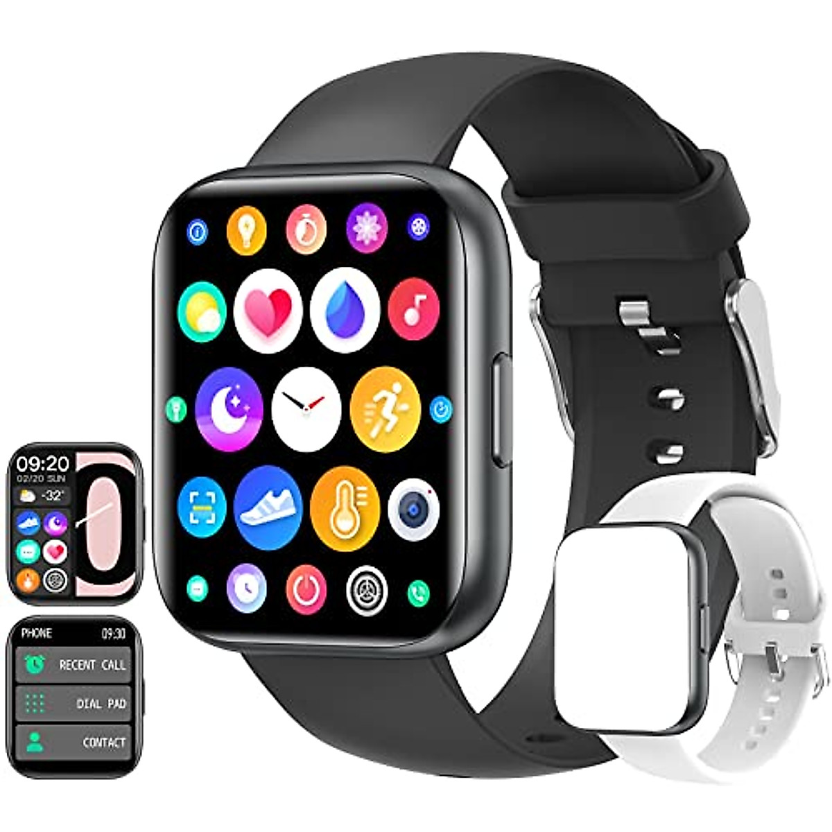 2023 Smart Watch (Answer/Make Calls), 1.81" Screen Smart Watches for Android Phones iPhone for Men Women IP67 Waterproof Fitness Tracker with Text Call Heart Rate SpO2 Sleep Monitor Black