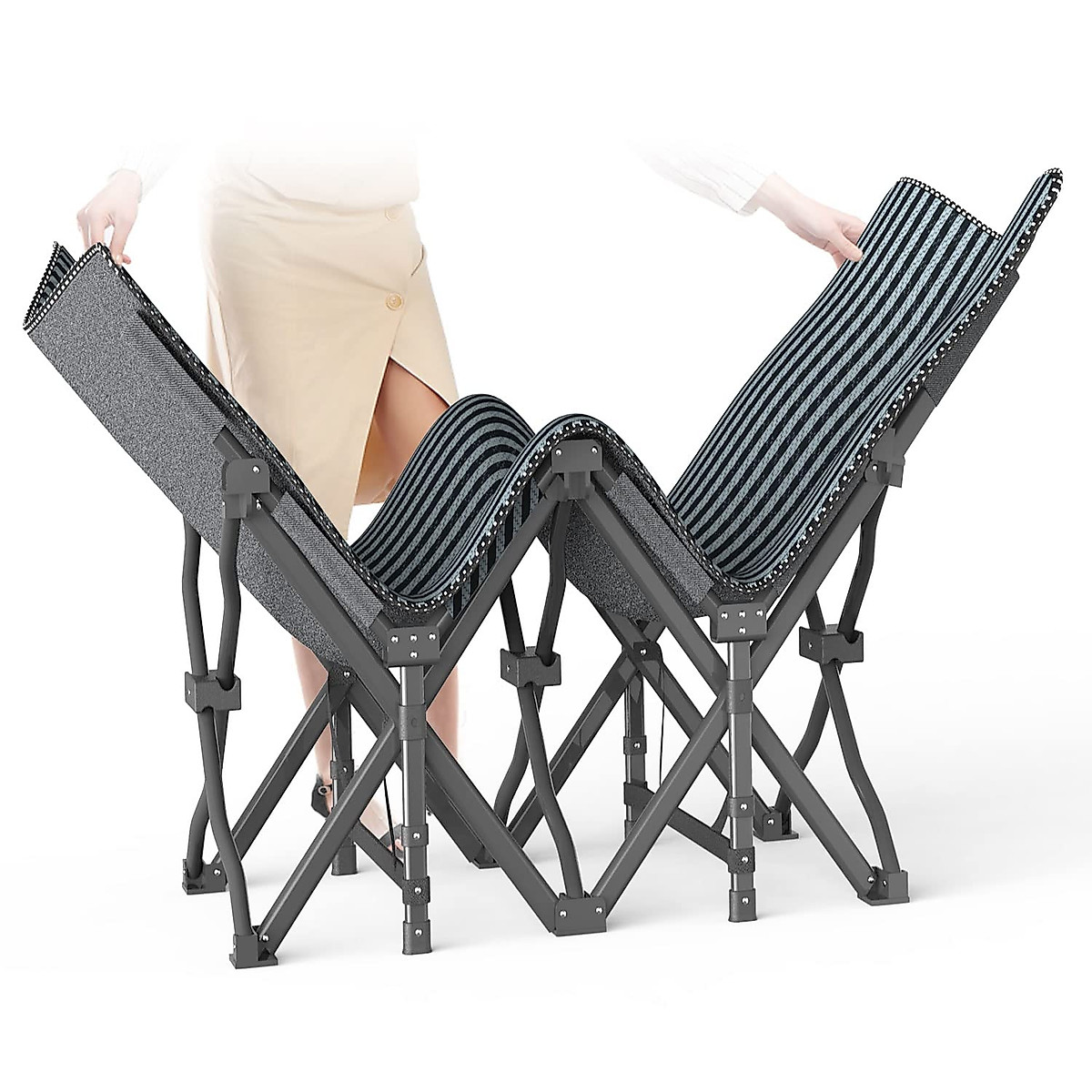 ATORPOK Camping Cot for Adults with Cushion Comfortable, Tent Folding Cot for Sleeping, lightweight Folding Bed with Carry Bag Supports 450 lbs