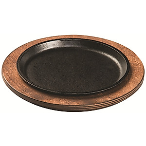LODGE 17.78 cm / 7 inch Pre-Seasoned Cast Iron Round Serving Griddle, Inoxidable, Black