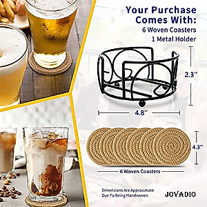 Coasters for Drinks, Absorbent Coasters for Coffee Table, Wooden Table, Farmhouse Coaster Set, Handmade Braided Coasters for Tabletop Protection (Brown, 6)