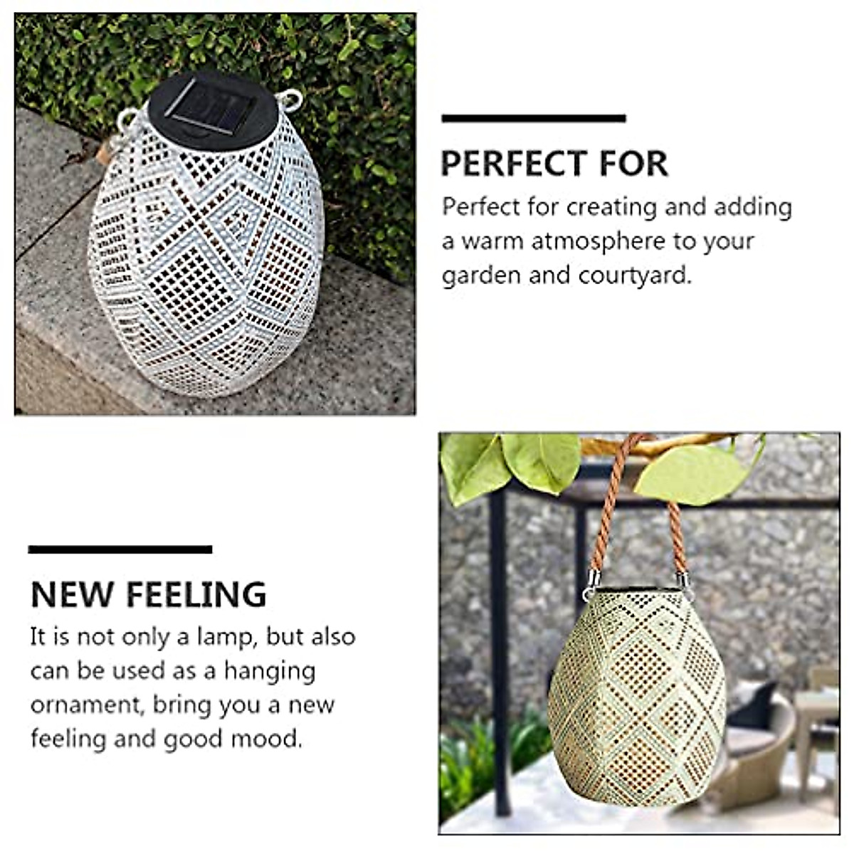 Outdoor Lantern Solar Lamp Solar Powered Patio Lights Courtyard Light Decorative Hanging Light Garden Landscape Light Lamp for Home House Outdoor Pendant Light
