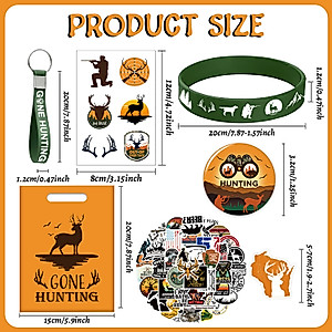 110PCS Hunting Birthday Party Decorations Favors Includes 50 Hunting Stickers,12 Keychain, 12 badge, 12 Wristband, 12Bags, 12 sheet tattoos for for Boys Girls Gifts Deer Baby Shower Birthday Party