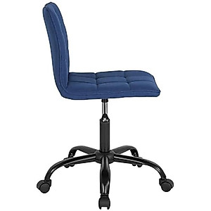 Pemberly Row Contemporary Mid Back Tufted Swivel Office Chair in Blue