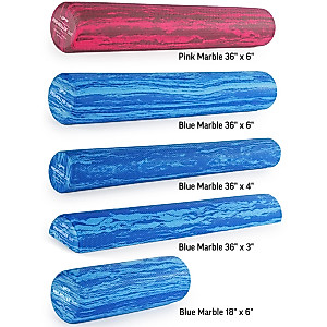 OPTP PRO-ROLLER Soft Density Foam Roller – Low Density Soft Foam Roller for Physical Therapy, Pilates Foam Roller and Yoga Foam Roll Exercises, and Muscle Recovery - Blue 36" x 6"