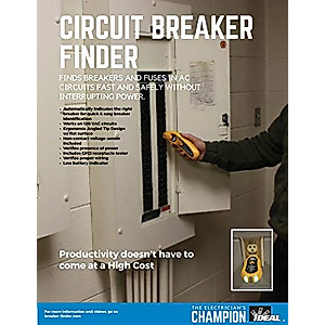 IDEAL INDUSTRIES INC. 61-534 Digital Circuit Breaker Finder with Digital Receiver and GFCI Circuit Tester,Yellow
