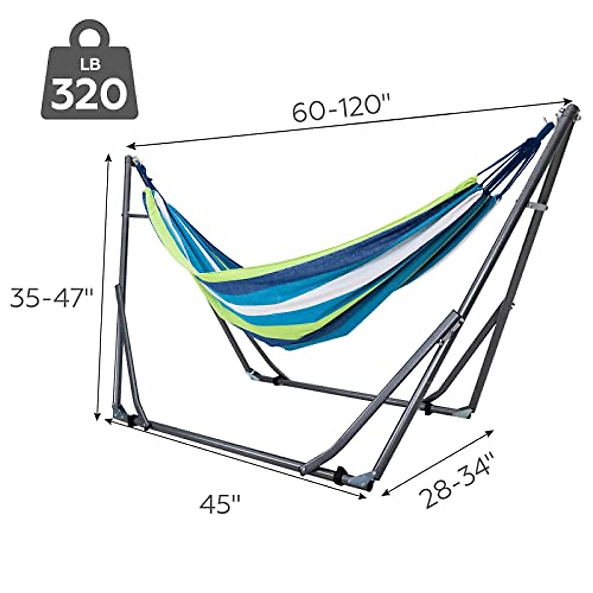 YUSING Hammock with Stand, Adjustable Heavy Duty Steel Frame, Portable Hammock for Indoor, Outdoor, Camping, Garden, Yard, Porch, Patio