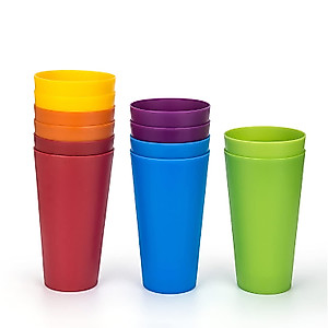 KOXIN-KARLU Unbreakable 32-ounce Plastic Restaurant-Style Beverage Tumblers Ice Tea Glasses | set of 12 in Multicolor