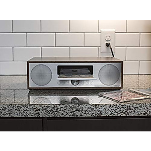 Crosley CR3501A-WA Fleetwood Bluetooth FM Clock Radio and CD Player, Walnut