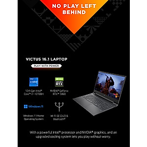 HP Victus 16 Gaming Laptop, NVIDIA GeForce RTX 3060, 12th Gen Intel Core i7-12700H, 16 GB RAM, 512 GB SSD, FHD IPS Display, Windows 11 Home, Backlit Keyboard, Enhanced Thermals (16-d1010nr, 2022)