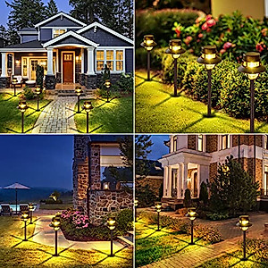 BUCASA Solar Pathway Lights Outdoor 6 Pack, Super Bright Solar Outdoor Lights, Up to 12H IP67 Waterproof Solar Landscape Path Lights Solar Powered Garden Lights for Walkway Driveway Yard Patio Lawn