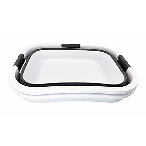 SAMMART 30L (7.9 gallon) Collapsible Plastic Laundry Basket - Foldable Pop Up Storage Container/Organizer - Portable Washing Tub - Space Saving Hamper/Basket (2, White/Steel Grey)