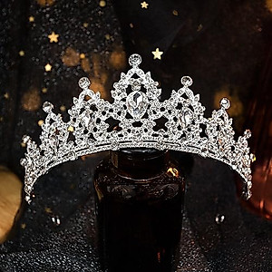 Ruokfziyan Birthday Tiara and Crown for Women Crystal Queen Crowns Rhinestone Princess Tiaras for Girl Bride Wedding Hair Accessories for Bridal Party Prom Halloween Cos.play dress Christmas (Silver)