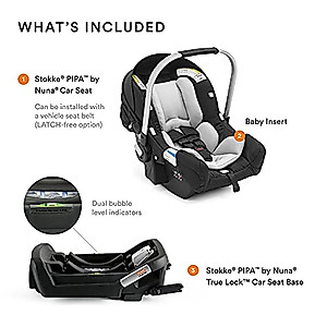 Stokke PIPA by Nuna Car Seat, Black - Ergonomic Design - Effortless Installation - Adjustable Safety Harness & Side Impact Protection - for Babies Up to 32 lbs./32 in. - Base Included