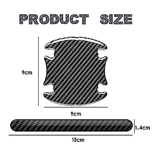 Grafken 8Pcs Universal 3D Carbon Fiber Car Door Handle Sticker Scratches Protective Films, Self-Adhesive Car Door Bowl Protection Stickers Fit All Car Models, black, M