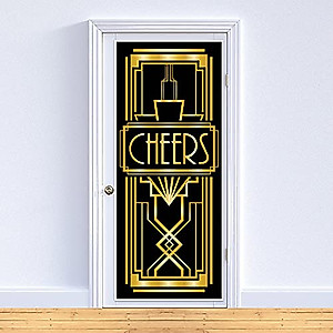 Beistle 59903 2 Piece Great 20's Door Covers, 30" x 6', Black/Gold