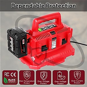 【6 Port & Wall Hole】 Replacement for Milwaukee M18 Battery Charger 6 Port 48-59-1806 18V for Milwaukee Multi Charger with Power Choose Button,6 LED Indicators