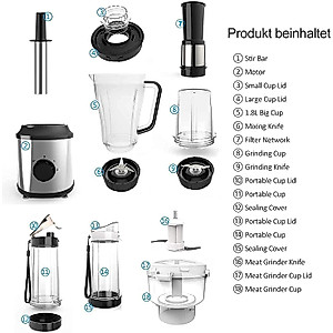 Water cup Electric juicer Blender Smoothie Maker 22000Rpm High Speed U200BU200Bblender With 1800Ml Mason Jar 3 Speed U200BU200Bcontrols 3 Speed U200BU200Band 3 Sharp Titaniu ZJ666