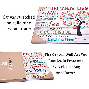 WHAOMIOT In This Office We Are A Team Inspirational Wall Art Positive Modern Decor Poster Canvas Print 24x16 Inch Frame Ready To Hang, Framed 24×16 Inch