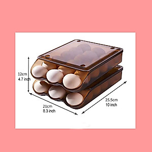 Egg Holder For Refrigerator，Automatic Replenishment Of 36 Egg Preservation Plastic Storage Box,With Lid Stackable Clear Egg Organizer Storage Box,7 Degree Tilt (2 Layer)