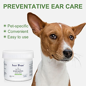 Jear pean Dog Ear Cleaner Wipes, Dog Wipes, Puppy Essentials Dog Ear Wipes for Dogs & Cats Reduce Pet Ear Dirt and Wax Pet Grooming Supplies Aloe Vera│120 Wipes
