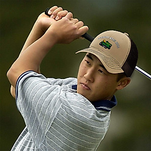 Custom Richardson Trucker Hat Riding Lawn Mower C Embroidery Business Name Polyester Baseball Mesh Cap Snaps - Loden/Black, Personalized Text Here