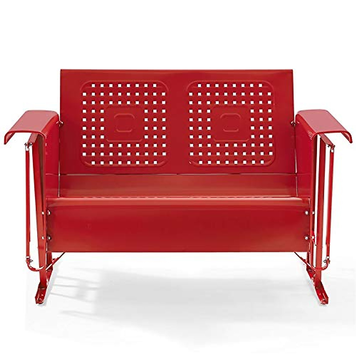 Crosley Bates Metal Gliding Patio Loveseat in Red