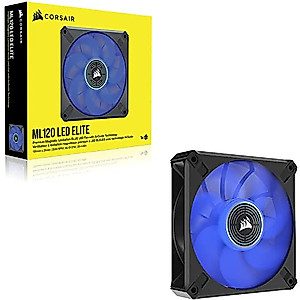 CORSAIR ML120 LED Elite, 120mm Magnetic Levitation Blue LED Case Fan with AirGuide, Single Pack, Black