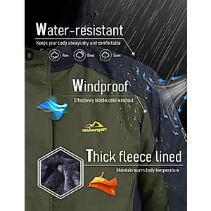 MAGCOMSEN Work Jacket Winter Coats Ski Jacket Waterproof Jaket Rain Jackets Fleece Jacket Softshell Jacket Tactical Jacket Snowboard Jackets Green