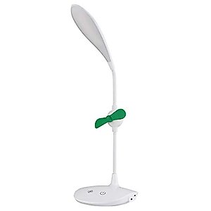 Eye-Caring Portable Charging Desk Lamp USB with Fan Touch 3 Gears Dimming 2 Gears Wind Table Lamp for Study and Work Office lamp (Color : White, Size : B)