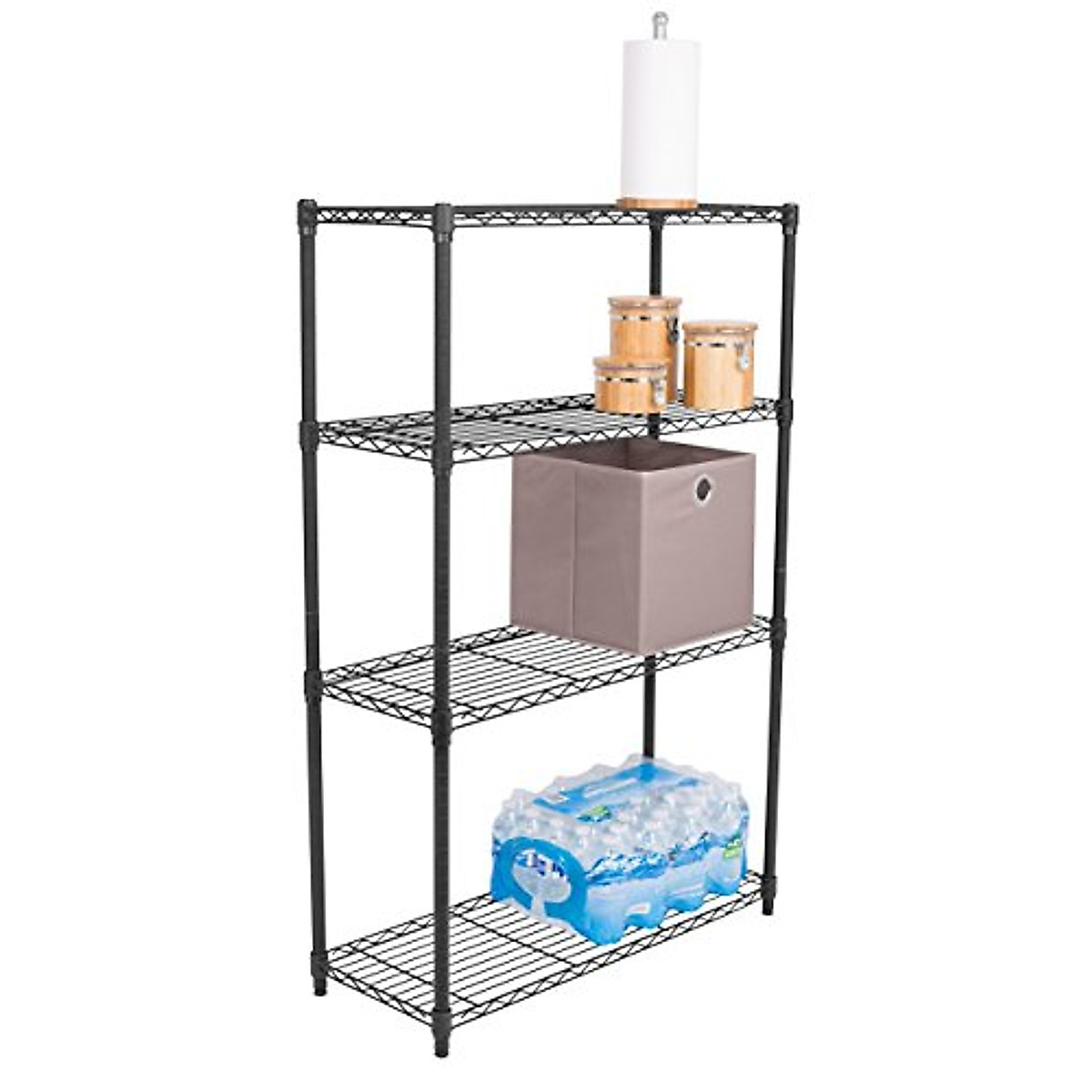 Internet's Best 4-Tier Wire Shelving - Flat Black - Heavy Duty Shelf - Wide Adjustable Rack Unit - Kitchen Storage
