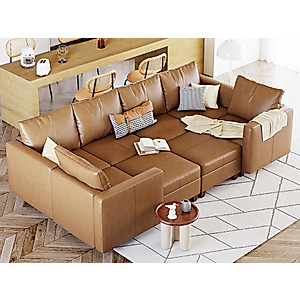 EASE MOOSE Modular Sectional Sleeper Sofa Bed ，Faux Leather sectional Modular Sofa Sectional Couch Modular Couch with Storage