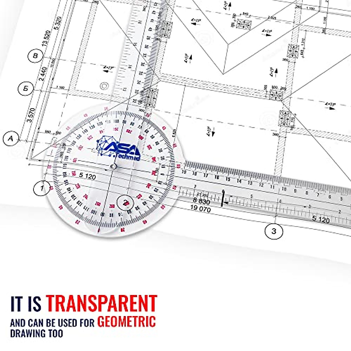 ASA TECHMED 3 Pcs Goniometer Set, 12, 8, 6 Inch Medical Spinal Goniometer Angle Protractor Angle Ruler