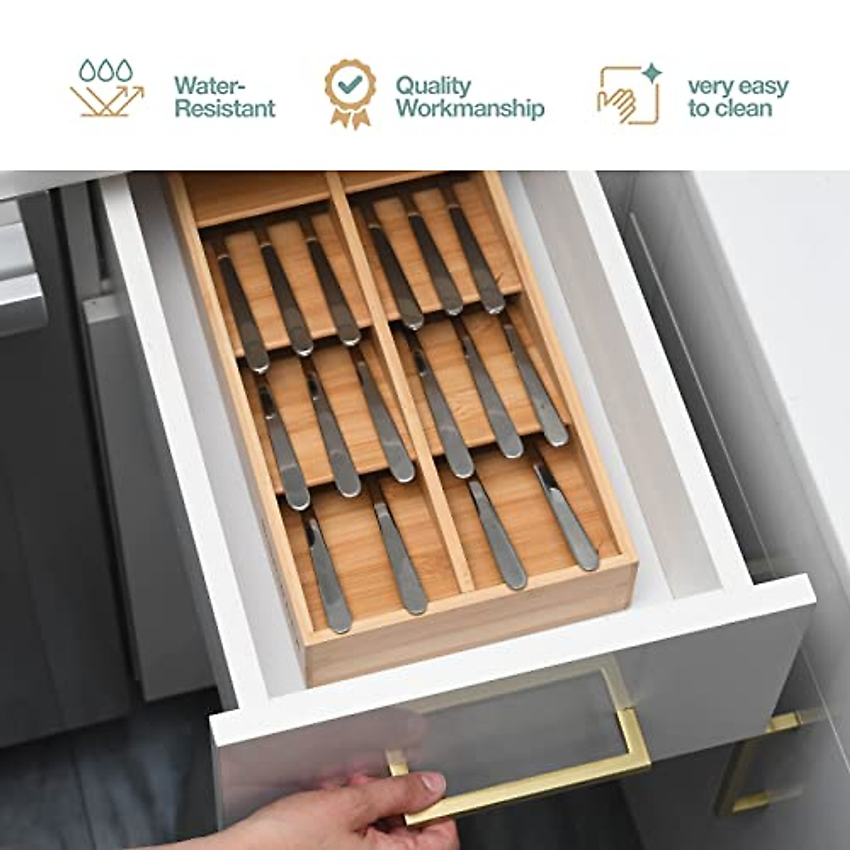 Spirack Silverware Organizer-Utensil Organizer for Kitchen Drawers, silverware tray for drawer for Flatware & Utensil Storage with Anti-Slip Pads and Deep Compartments - Cutlery Organizer